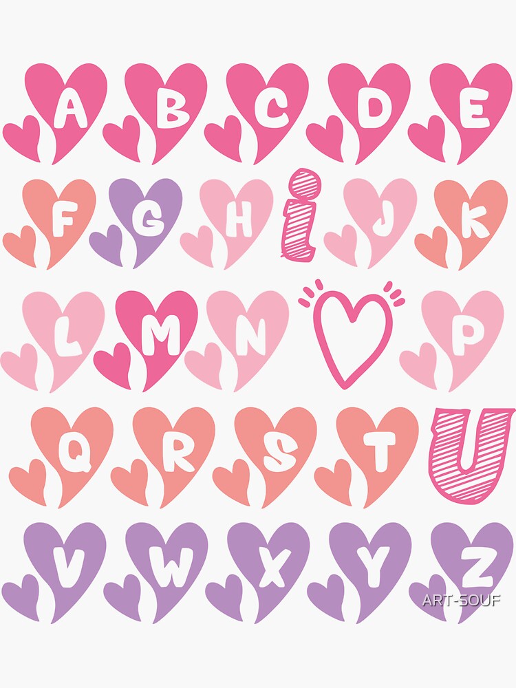"ABC Alphabet I Love You English Teacher Valentines Day Colorful ...