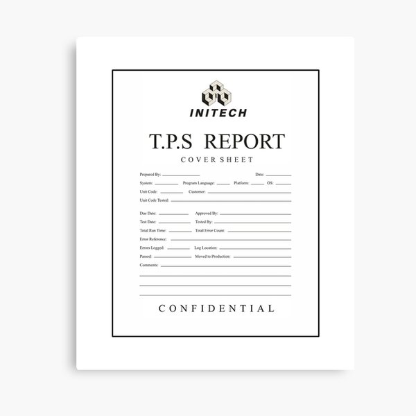"TPS report cover sheet initech" Canvas Print by jasonhoffman | Redbubble