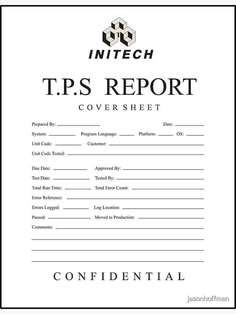 "TPS report cover sheet initech" Sticker for Sale by jasonhoffman ...