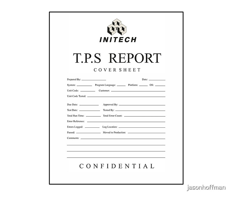 "TPS report cover sheet initech" Travel Mugs by jasonhoffman | Redbubble