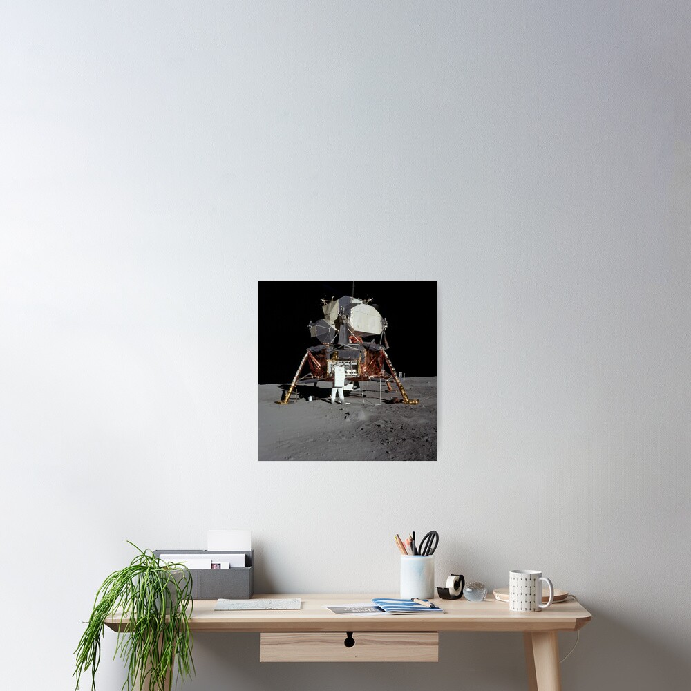 "An Apollo 11 astronaut in front of the lunar module." Poster for Sale ...
