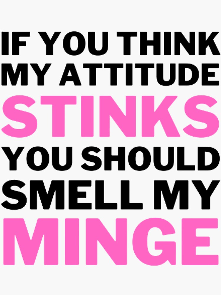 "If You Think My Attitude Stinks You Should Smell My Minge" Sticker for ...