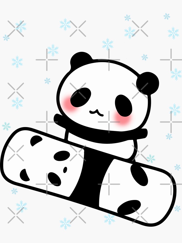 "Panda Snowboard Emoji Face Cute Blush Cheek " Sticker for Sale by ...