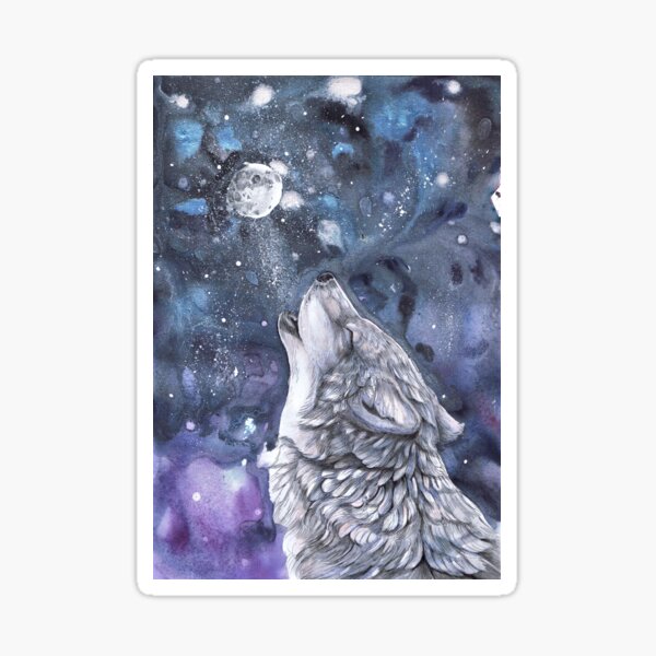 "Alone Wolf Moon" Sticker for Sale by Everlyn | Redbubble