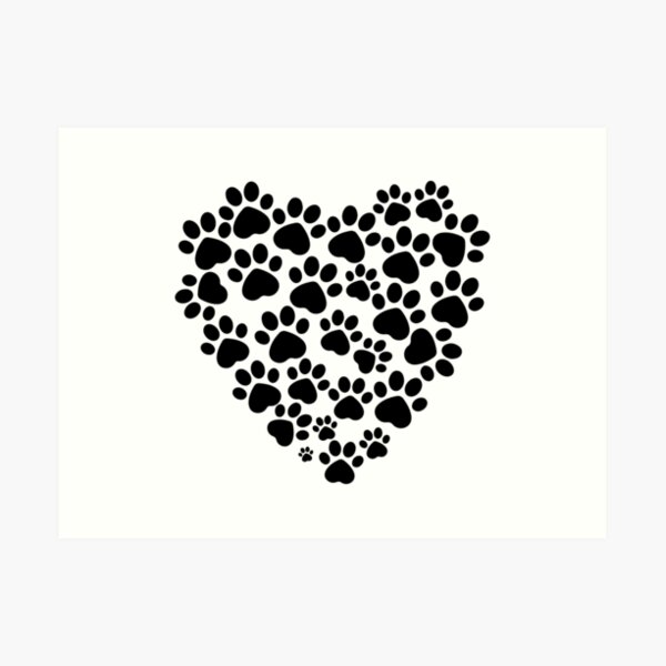 Lámina artística «Corazón de patas de mascotas | Mi San Valentín tiene ...