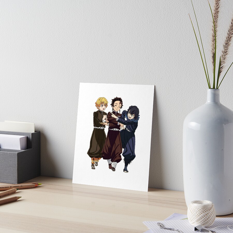 "Demon Slayer : Zenitsu, Tanjiro, and Inosuke" Art Board Print by ...
