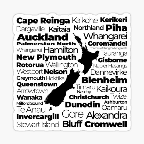 "New Zealand Place Names" Sticker for Sale by Kiwidom | Redbubble