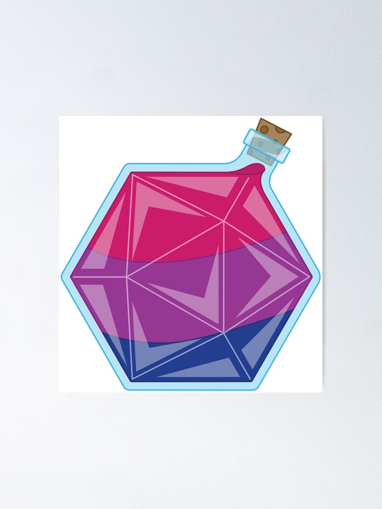 D20 Bisexual Pride Flag Potion Bottle Poster For Sale By