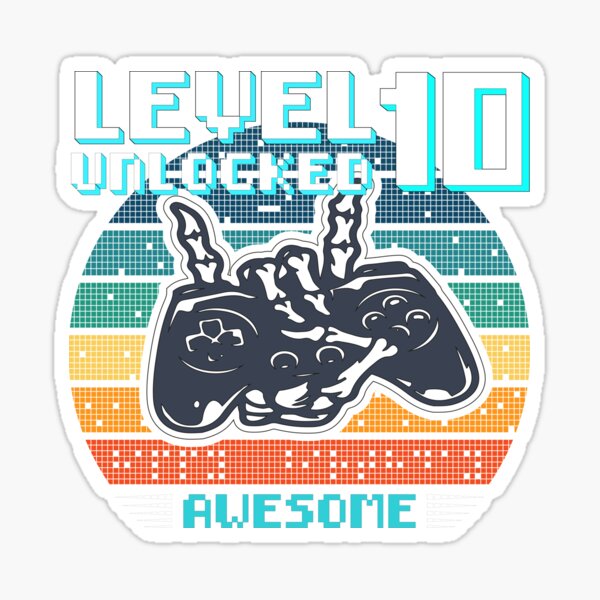 "ten 10yr BDay Son Boy Funny Gamer 10th10 Years Old Birthday" Sticker ...