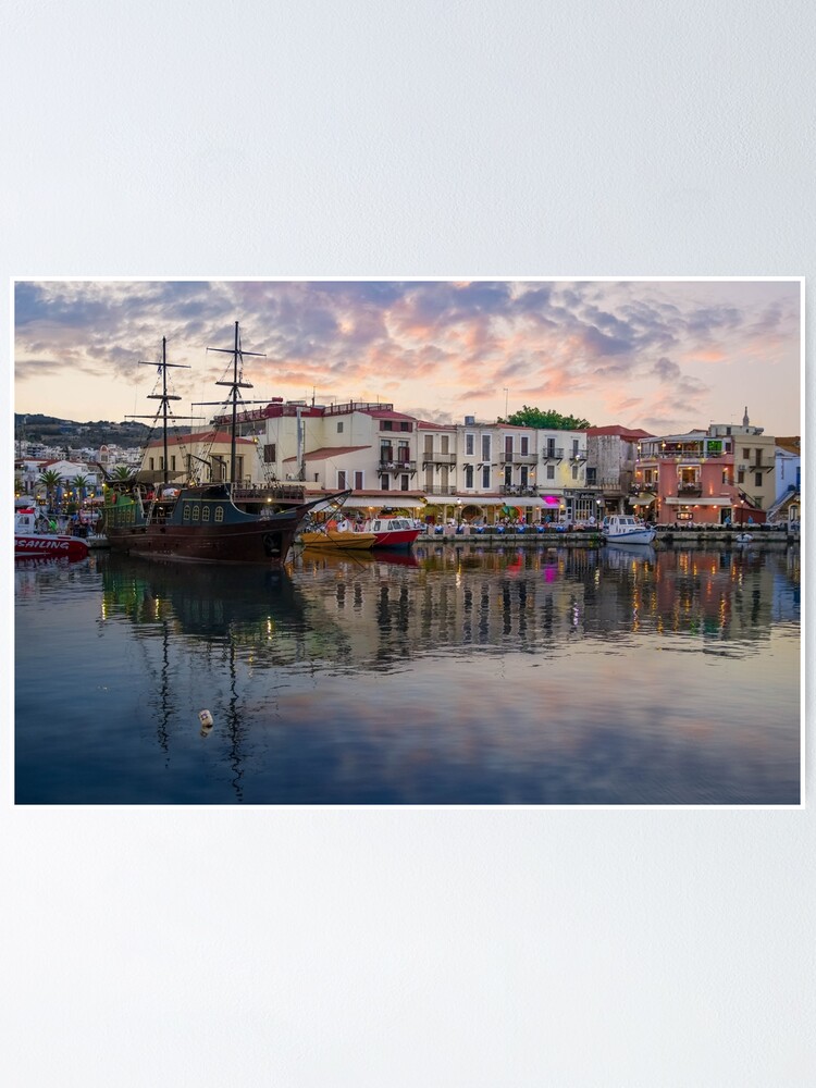 Póster «Creta Puerto Viejo al atardecer Rethymno Grecia» de allincrete ...