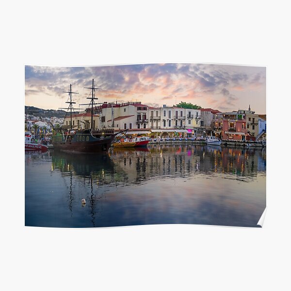 Póster «Creta Puerto Viejo al atardecer Rethymno Grecia» de allincrete ...