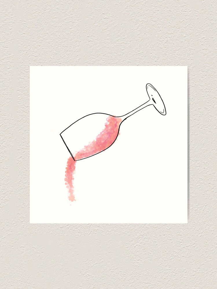 "Rose Wine Watercolor Pouring out of Glass Wine meme" Art Print for ...