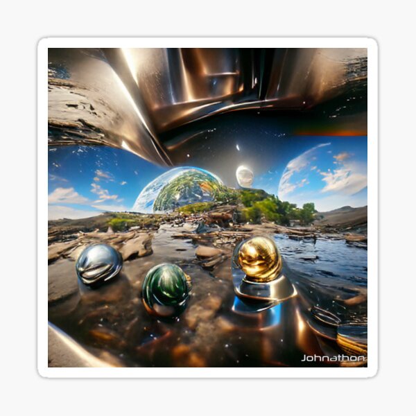 "CHROMED EARTH ORIGINAL DIGITAL AI GENERATED ART" Sticker by ...
