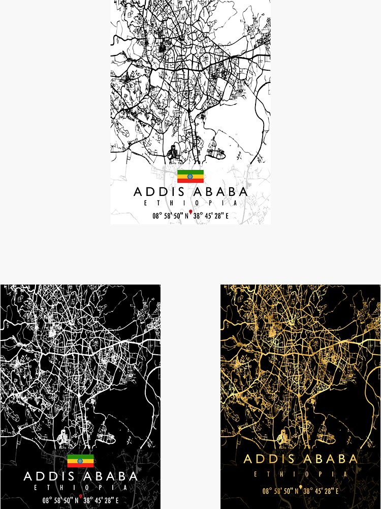 "ADDIS ABABA MAP ETHIOPIA Sticker Pack" Sticker for Sale by hatimelhag ...