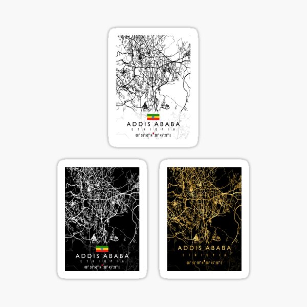"ADDIS ABABA MAP ETHIOPIA Sticker Pack" Sticker for Sale by hatimelhag ...