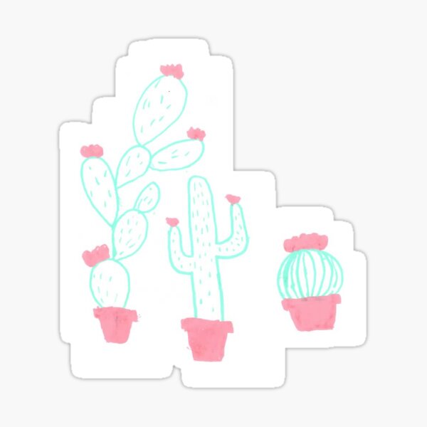 "Pastel Cactuses" Sticker by freesparrows | Redbubble