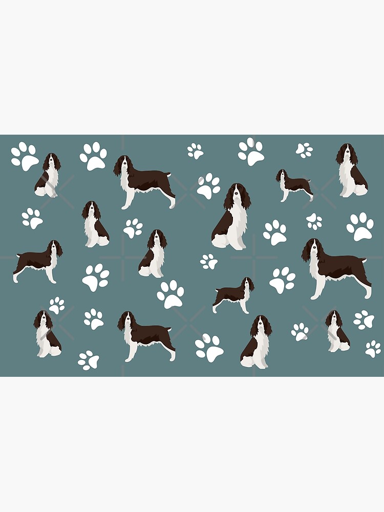 "English Springer Spaniel Dog Paw Print Pattern on Gray Background ...