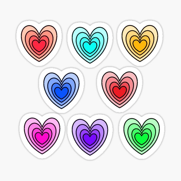 "Collection of Different Colored Hearts" Sticker by Klssaginaw | Redbubble