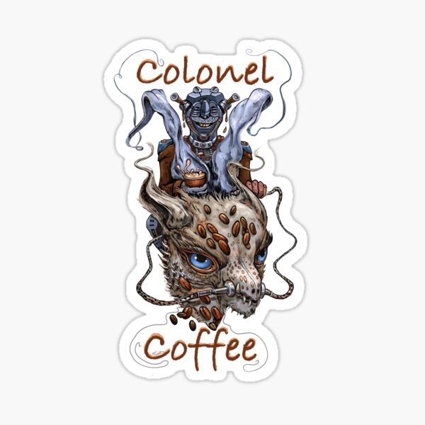 "Colonel Coffee on Cappuccino " Sticker for Sale by Lefrog | Redbubble