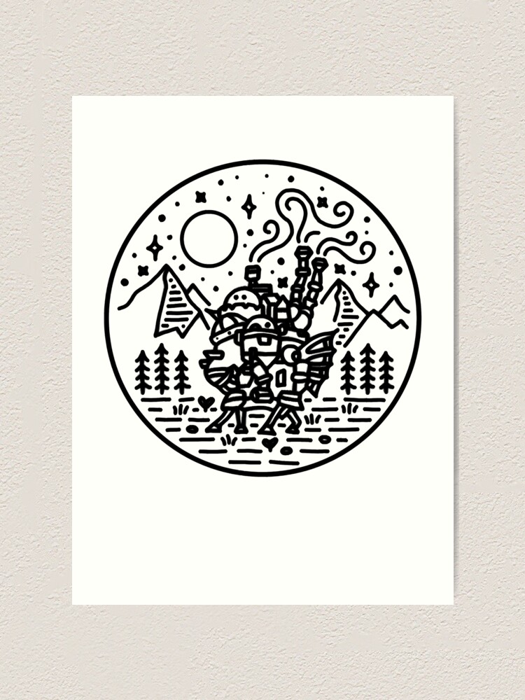 "Howls moving castle - black outline" Art Print for Sale by GilbertR1 ...