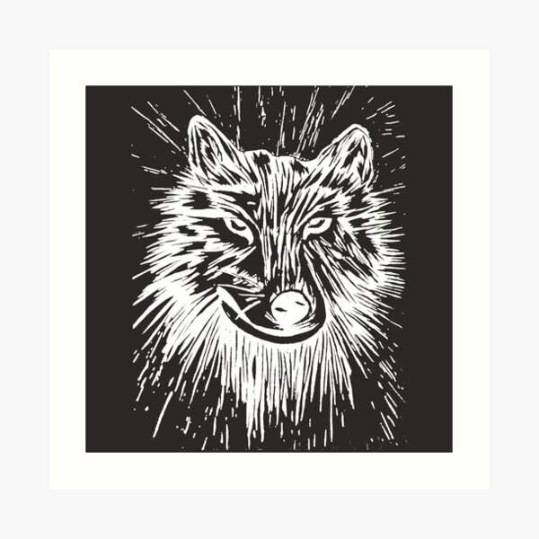 "Lino Wolf (white)" Art Print for Sale by sarah127 | Redbubble