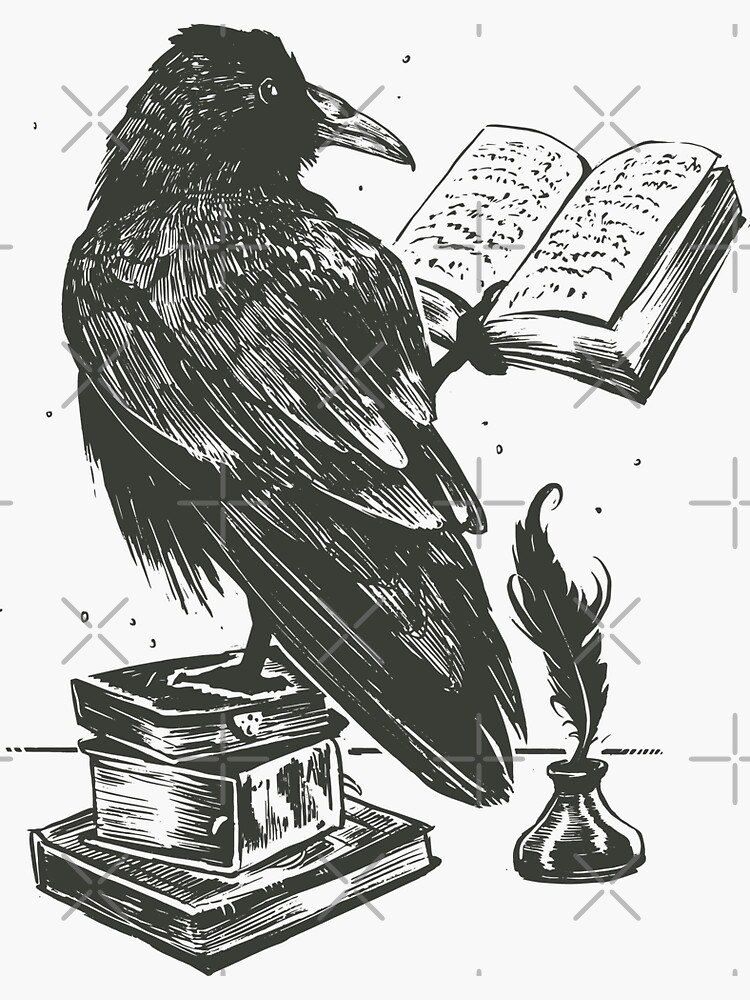 "Raven reads a book" Sticker for Sale by DerSenat | Redbubble