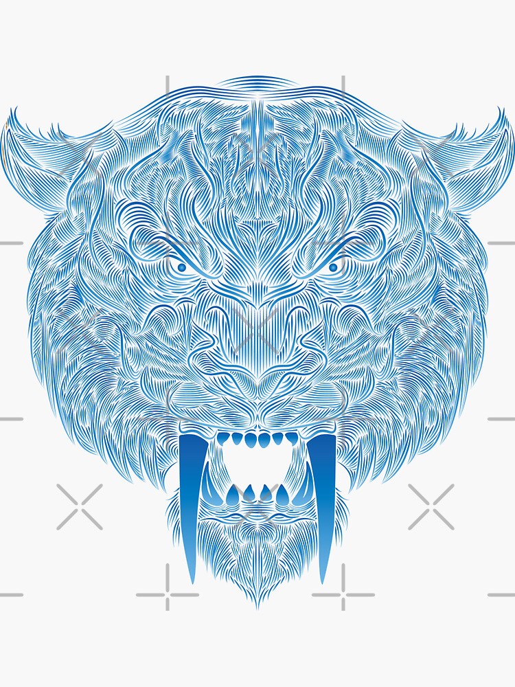"Blue Saber Tooth Tiger " Sticker for Sale by hockeng | Redbubble