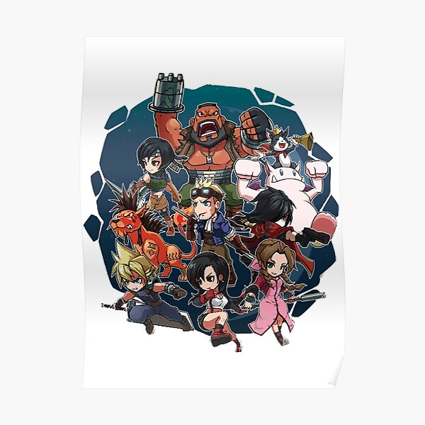 "Final Fantasy 7 Chibis Fanart " Poster for Sale by chesteroch | Redbubble