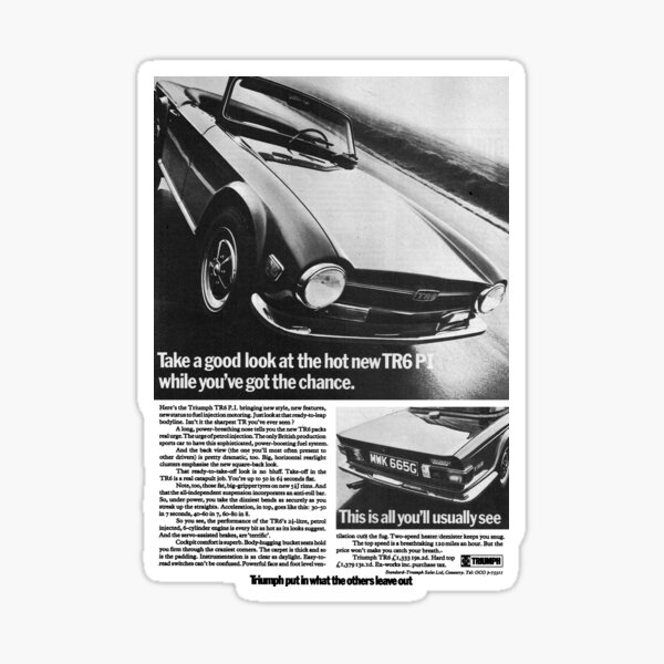 "TRIUMPH TR6 PI - ADVERT" Sticker for Sale by ThrowbackM3 | Redbubble