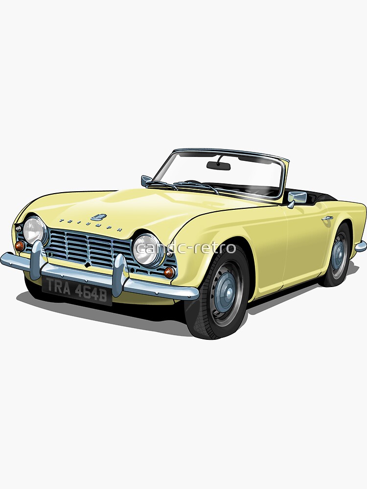 "Triumph TR4 in yellow" Sticker by candc-retro | Redbubble