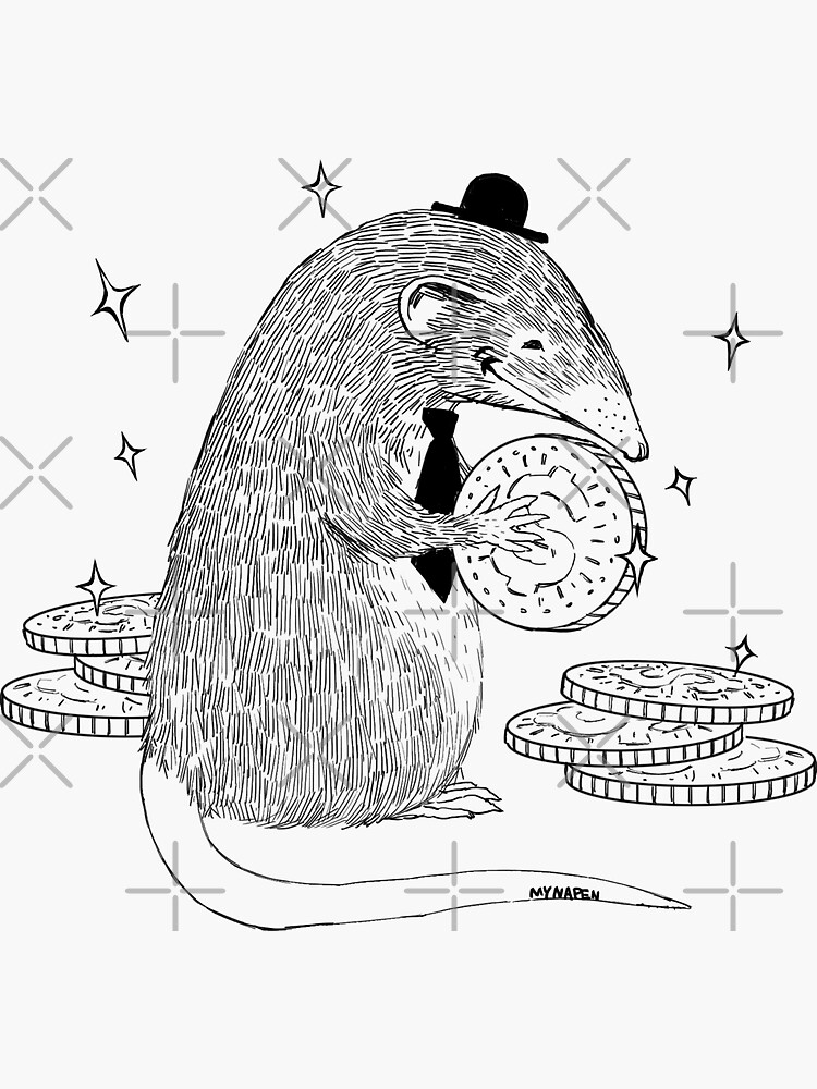 "greedy little guy" Sticker for Sale by mynapen | Redbubble