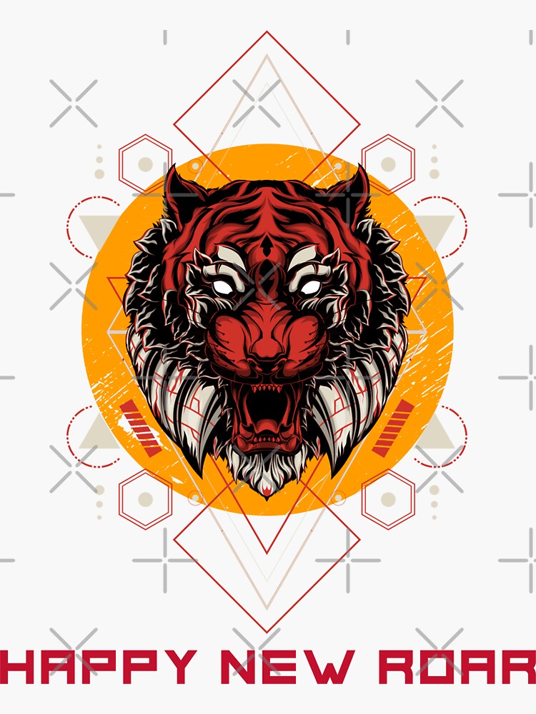"Happy New Roar" Sticker by ART-Homes | Redbubble