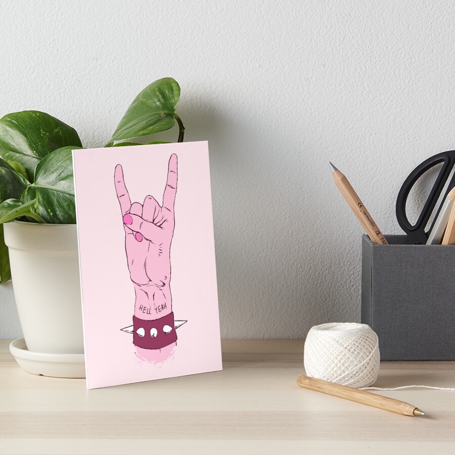 "Hell Yeah! Pink Hand Sign" Art Board Print by Cammie555 | Redbubble