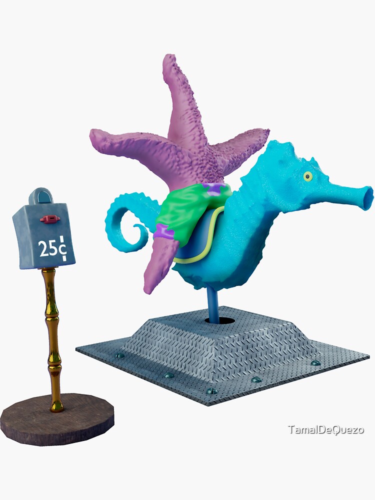 "Patrick Star Riding a Seahorse in the dream" Sticker by TamalDeQuezo ...