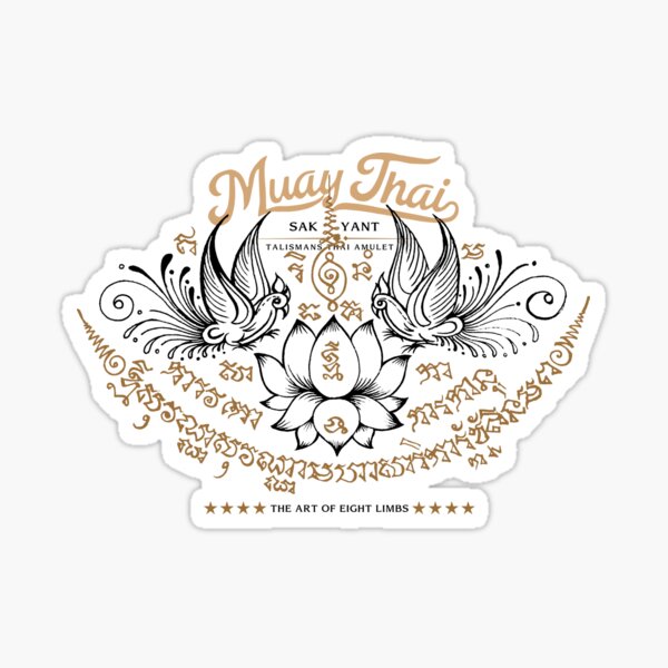 "Muay Thai Sak Yant Tattoo Bird" Sticker for Sale by KewaleeTee | Redbubble