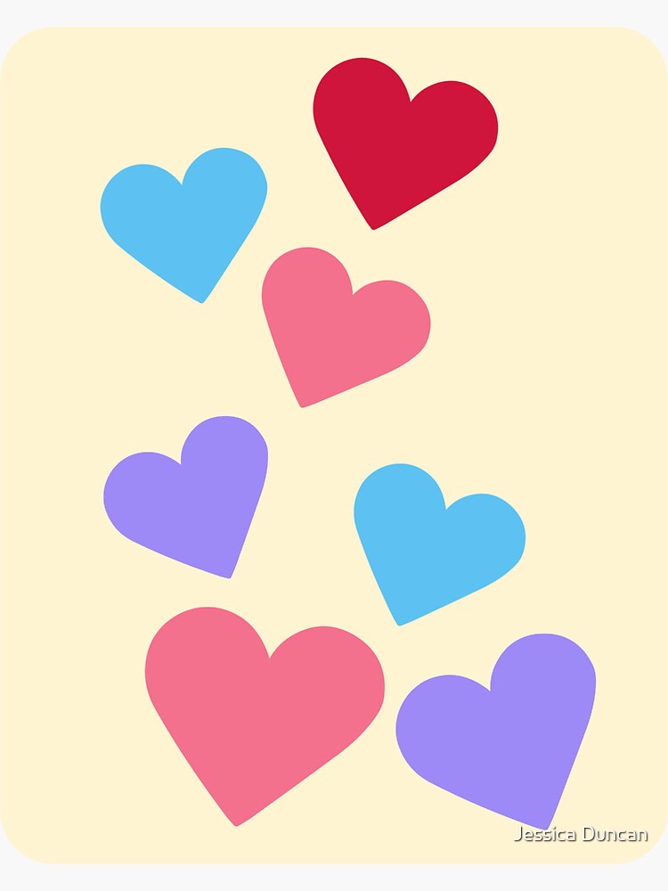 "Colorful Happy Hearts scatter" Sticker by Magicgal14 | Redbubble
