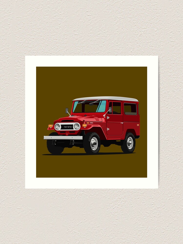 "Artwork 1970 Toyota FJ40 Landcruiser 4x4 Offroad red" Art Print for ...