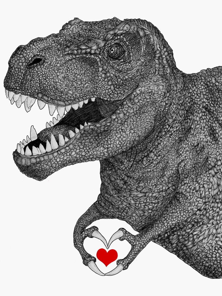 "T-Rex Love" Sticker for Sale by ECMazur | Redbubble