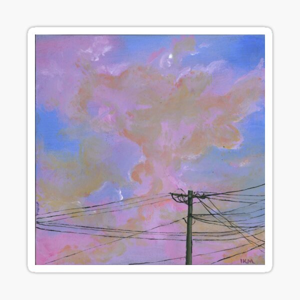 "pastel sky and power lines" Sticker by isomaxwell | Redbubble