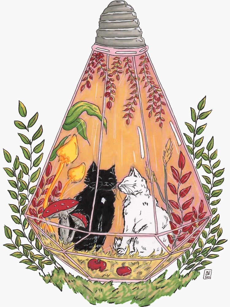 "Cats in Lightbulb" Sticker by sauravlol | Redbubble