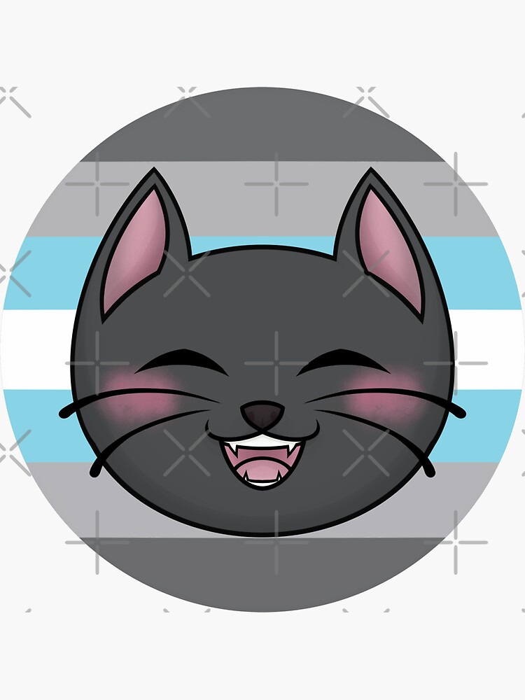 "Demiboy Pride Pin - Dark Grey Cat" Sticker for Sale by BlueJayArts04 ...