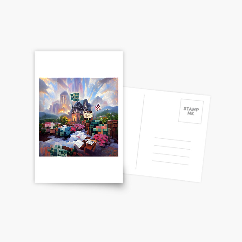 "AI generated art, Minecraft" Postcard by aiartdirection | Redbubble
