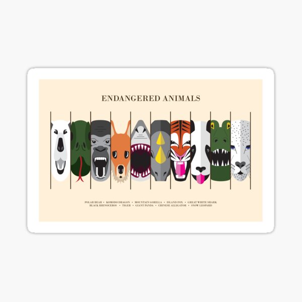 "Endangered Animals" Sticker for Sale by BethanyZalman | Redbubble