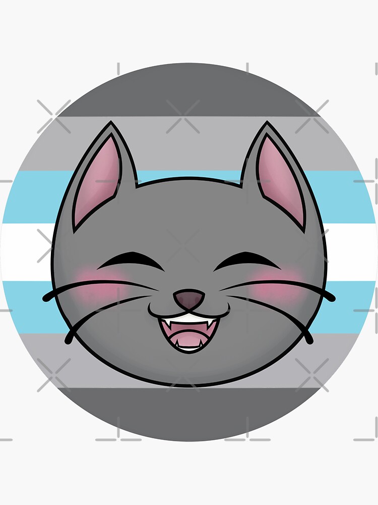 "Demiboy Pride Pin - Light Grey Cat" Sticker for Sale by BlueJayArts04 ...