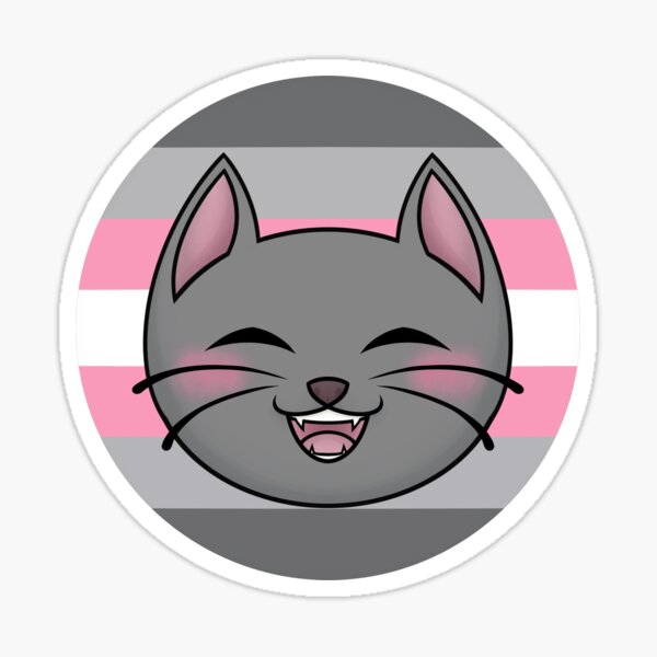 "Demigirl Pride Pin - Light Grey Cat" Sticker for Sale by BlueJayArts04 ...