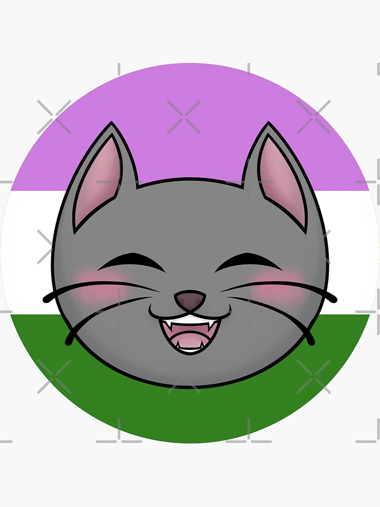 "Genderqueer Pride Pin - Light Grey Cat" Sticker for Sale by ...