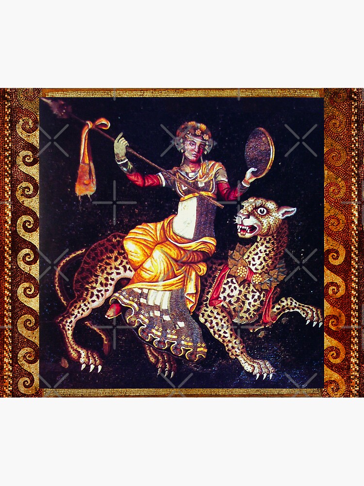 "DIONYSOS WITH A SPEAR RIDING A LEOPARD Antique Greek Mosaics" Sticker ...