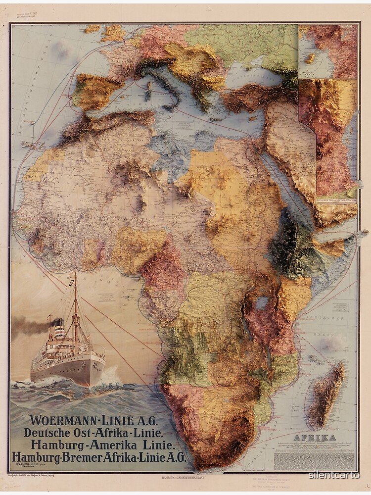 "Vintage 3D Map of Colonial Africa" Art Print for Sale by silentcarto ...
