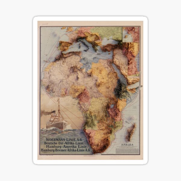 "Vintage 3D Map of Colonial Africa" Sticker for Sale by silentcarto ...