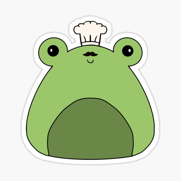 "Cute Chef Frog with mustache and hat" Sticker by PeachyCloudArt ...